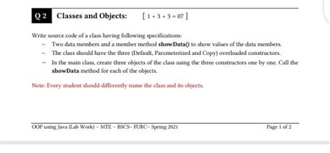 Solved Q2 Classes And Objects 1 3 3 07 Write Source