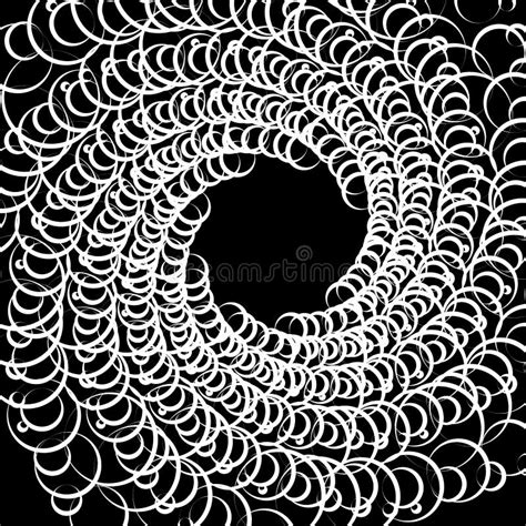 Abstract Spirally Monochrome Element With Overlapping Circles Stock