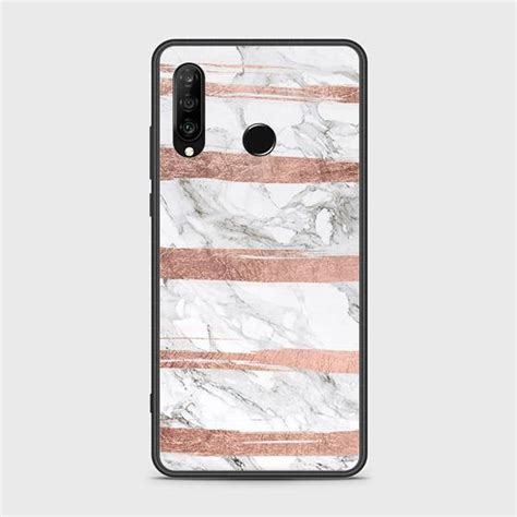 Huawei P30 Lite Cover White Marble Series Hq Ultra Shine Premium Infinity Glass Soft Silicon