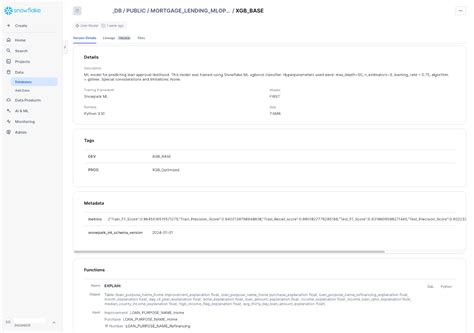 Snowflake Model Registry User Interface Snowflake Documentation