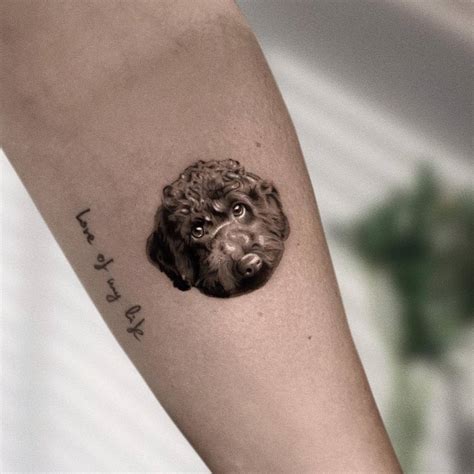 Micro Realistic Cockapoo Portrait Tattoo Located On The