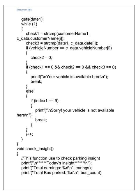 parking system management in c programing language project pdf