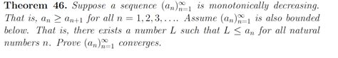 solved theorem 46 ﻿suppose a sequence an n 1∞ ﻿is