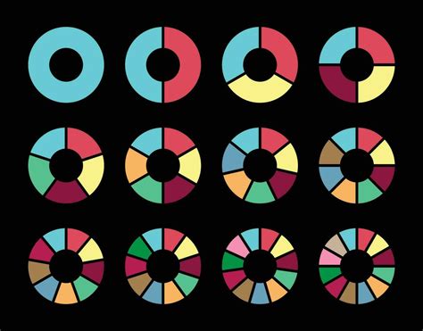 Pie Charts Diagrams Set Different Color Circles Isolated Infographic