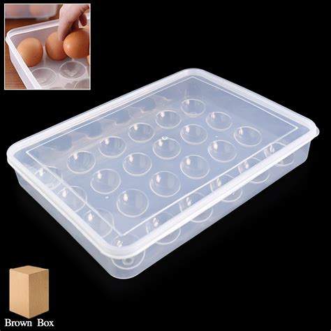 Plastic Egg 24 Grid Storage Container Holder For Refrigerator Egg Tray Wukusy