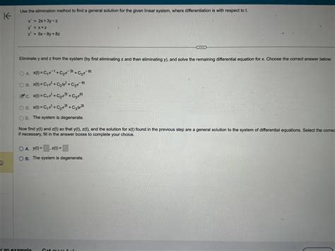 Solved Use The Elimination Method To Find A General Solution