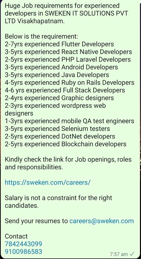 Sweken It Solutions On Linkedin Visakhapatnam Vizag Jobs Software