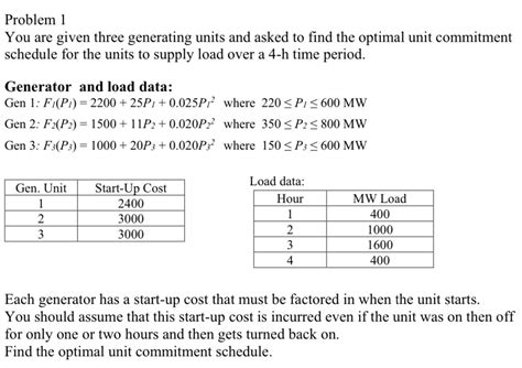 solved problem 1 you are given three generating units and
