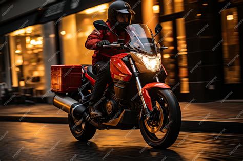 Premium Ai Image Agile Delivery Scooter Carrying Urban Meals Generative Ia