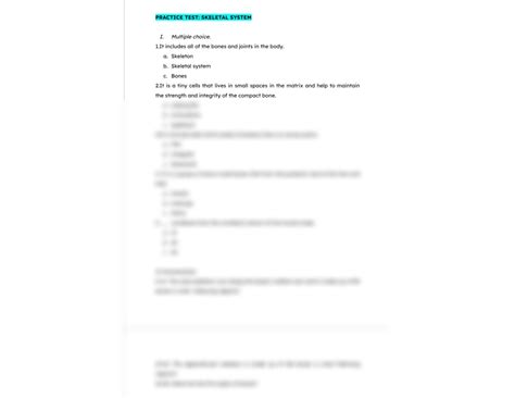 SOLUTION Skeletal System Practice Test Studypool