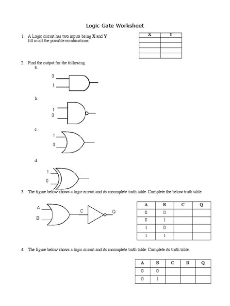 Logic Gate Worksheet Emmell Pdf Logic Gate Computer Engineering