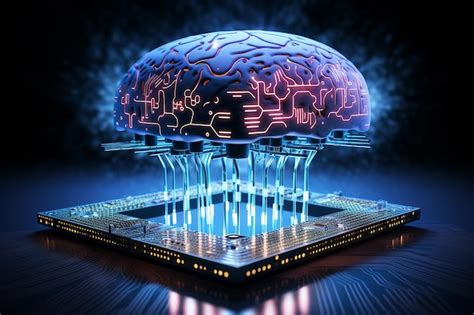 premium ai image brain merging computer