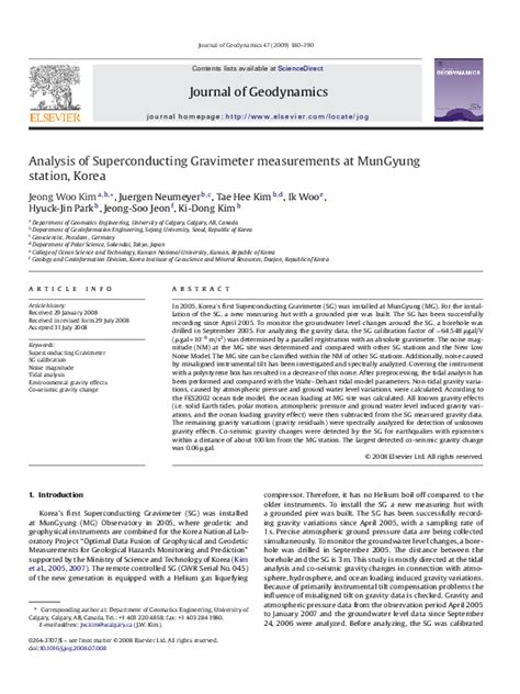 Pdf Analysis Of Superconducting Gravimeter Measurements At Mungyung