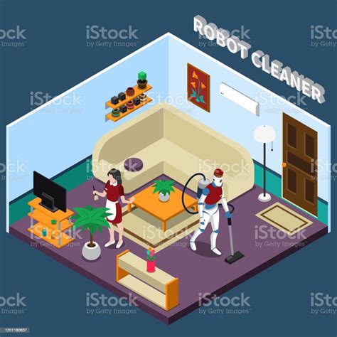 Robot Isometric Professions Composition Stock Illustration Download