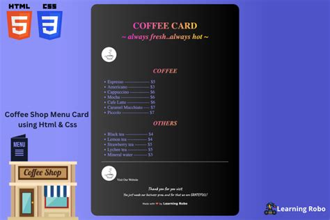 how to design a responsive beautiful menu card using html and css