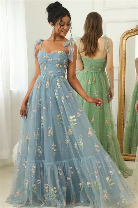 Embroidery Long Prom Dress， Newest A Line 2023 Prom Dresses Girl Grad