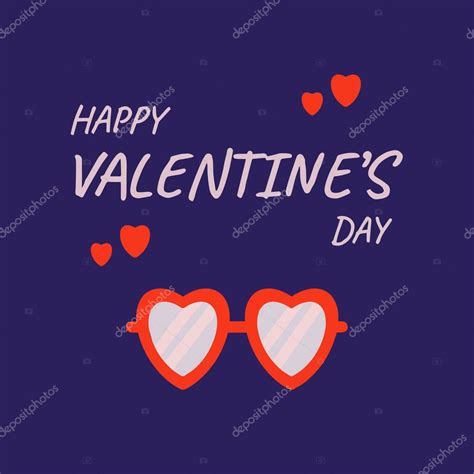 Feliz Día De San Valentín 14 De Febrero Tarjeta Vectorial Con Gafas Y