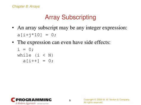 arrays chapter 8 copyright © 2008 w w norton and company ppt download