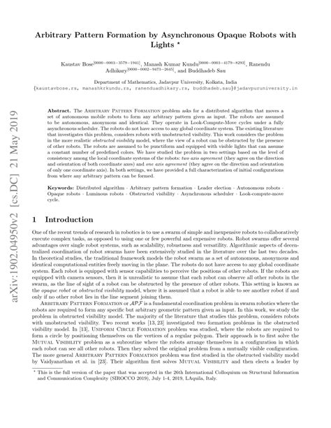 Pdf Arbitrary Pattern Formation By Asynchronous Opaque Robots