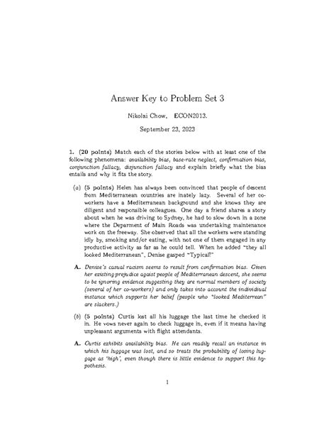 Econ2013 Probset 3 Ans 23s2 Answer Key To Problem Set 3 Nikolai Chow