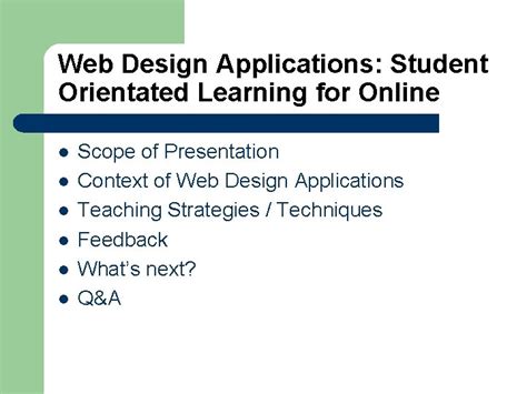 Web Design Applications Babe Oriented Learning For Online