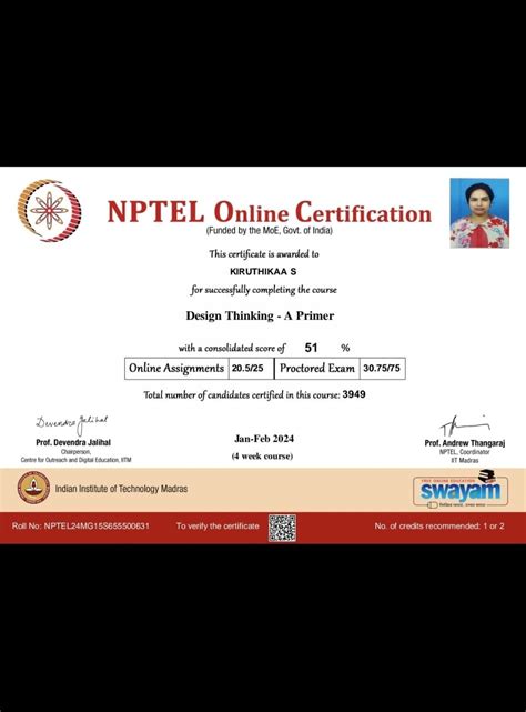 Earned Design Thinking Certificate From Nptel Kiruthikaa S Posted On The Topic Linkedin