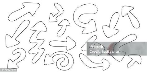 낙서 화살표 아이콘을 설정합니다 다양한 방향의 화살표 아이콘입니다 손으로 그린 스타일 흰색 배경에 격리 벡터 일러스트 레이 션 개체 그룹에 대한 스톡 벡터 아트 및 기타