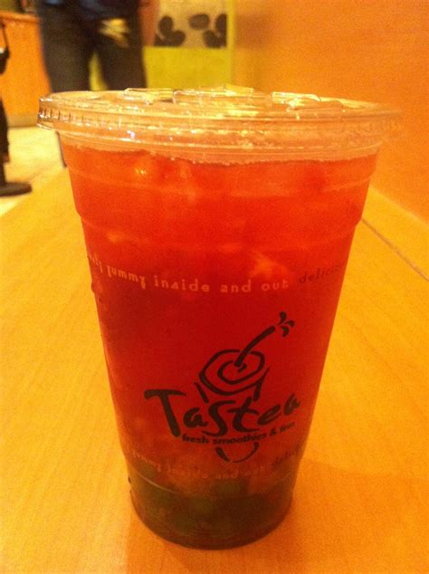 Tastea Peach Me Sweet Tea Strawberries Peaches And Green Boba