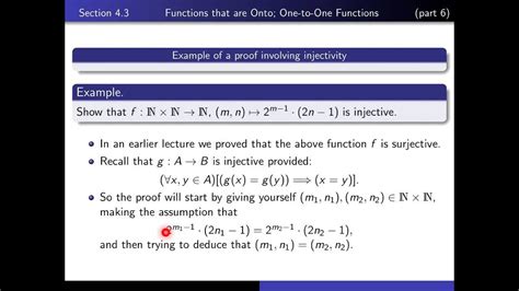 Section 4 3 Part 6 Example Involving Injectivity Youtube
