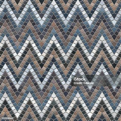 지그재그 선에 배열된 세라믹 정사각형 타일이 있는 조약돌 바닥 모자이크 쉐브론 디자인 원활한 반복 패턴 0명에 대한 스톡 벡터 아트 및 기타 이미지 Istock