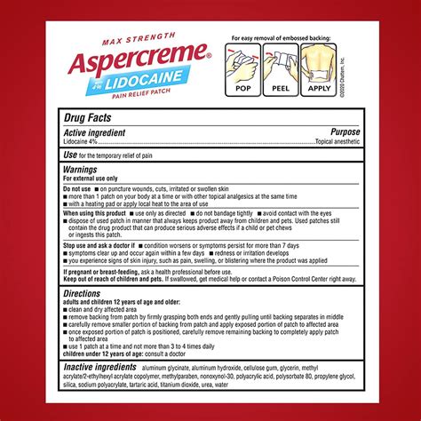 Aspercreme Max Strength Lidocaine Pain Relief Patch Odor Free Back