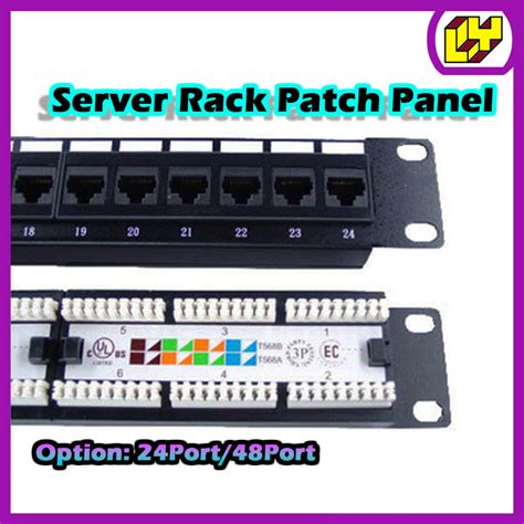 24 Ports 48 Ports Patch Panel 19 1U Cat 6 RJ45 Rackmount Patch Panel 24Ports Feed Through Snap