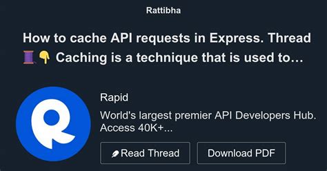 How To Cache API Requests In Express Thread Thread From Rapid