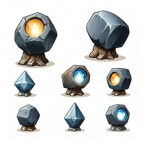A Collection Of Different Types Of Gems Including A Diamond Premium AI Generated Vector