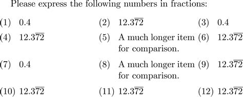 even horizontal spacing in enumitem inline lists tex latex stack