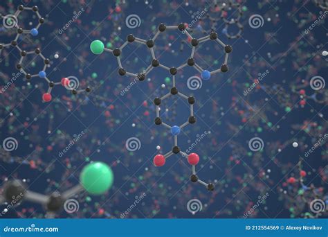 Molecule Of Loratadine Molecular Model Science Related 3d Rendering