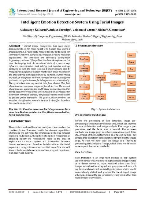 Pdf Intelligent Emotion Detection System Using Facial Images