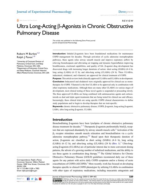 Pdf Ultra Long Acting β Agonists In Chronic Obstructive Pulmonary Disease