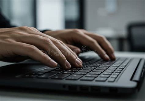 Close Up Of Hands Typing On Laptop Keyboard Stock Illustration Illustration Of Professional