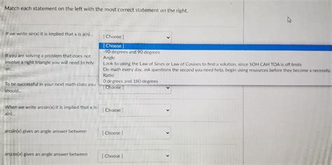 Solved Match Each Statement On The Left With The Most Chegg
