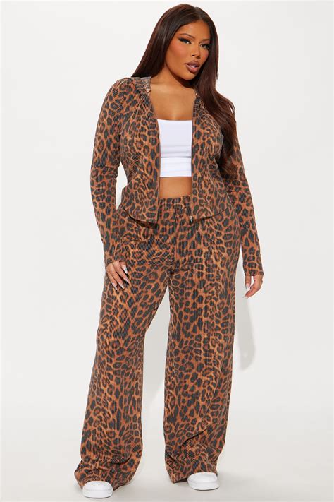 Lizzy Leopard Pant Set Brown Combo Fashion Nova