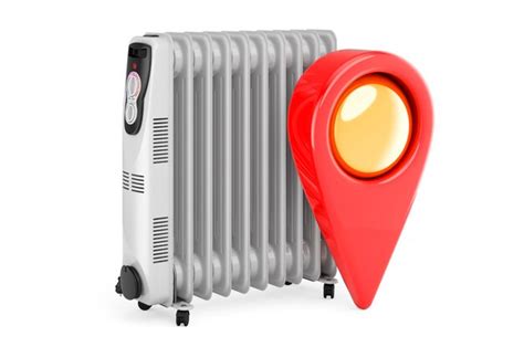 premium photo map pointer with oil heater 3d rendering