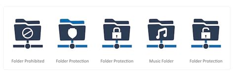Premium Vector A Set Of 5 Document Icons As Folder Prohibited Folder