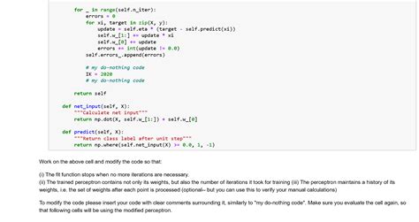 Question 1 Perceptron Code Modification The
