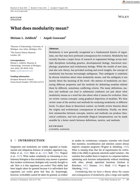 What Does Modularity Mean Pdf Modularity Evolution