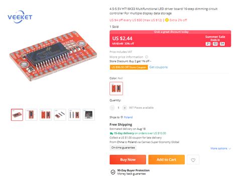 Ht16k33 Alphanumeric Led Display Module 14 Segments 4 Characters Protocol Ard