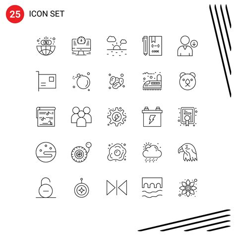 Mobile Interface Line Set Of 25 Pictograms Of Next File Cloud