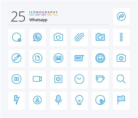 Whatsapp 25 Blue Color Icon Pack Including Image Add Camera Clip Attachment 18499573 Vector