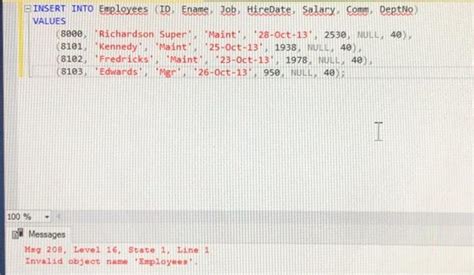 Solved Im Trying To Create An Employee Table Why Does This Chegg Com