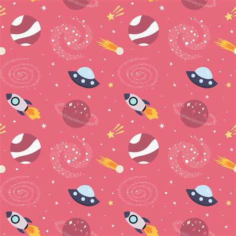 Premium Vector Cosmos Seamless Pattern With Rockets Planets Stars And Constellation Space
